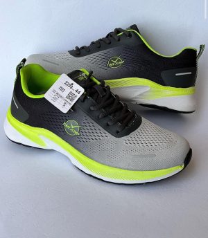 Time Jump Lightweight Lace Up Sneakers In Grey With Lemon Details ...